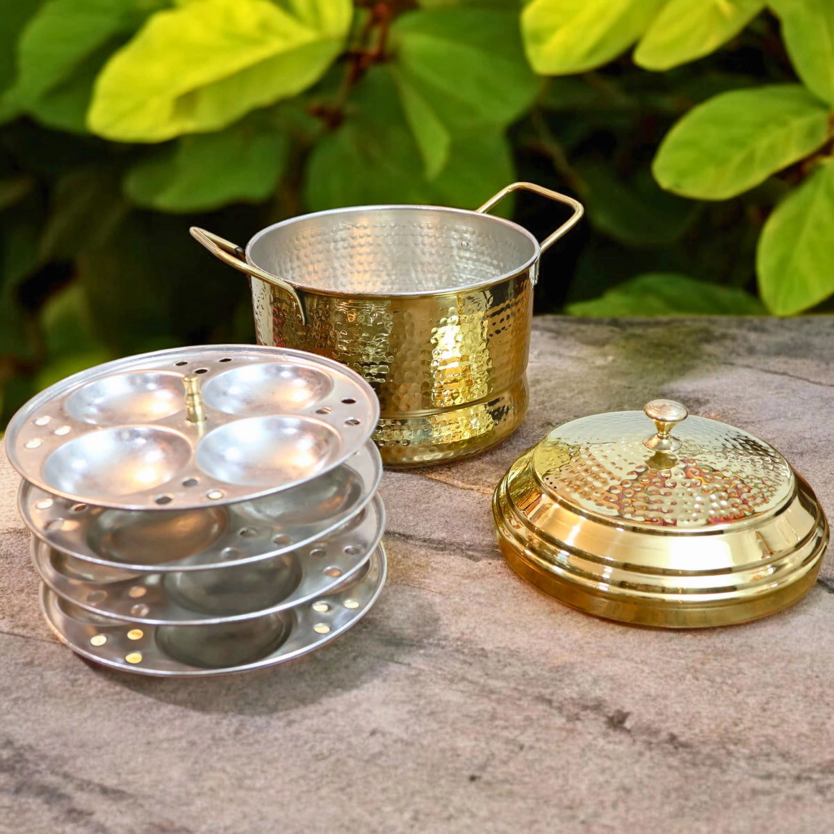 Brass Idli pot: Perfect South Indian Idli Maker, 4 Plates, 16 Pits mul ...