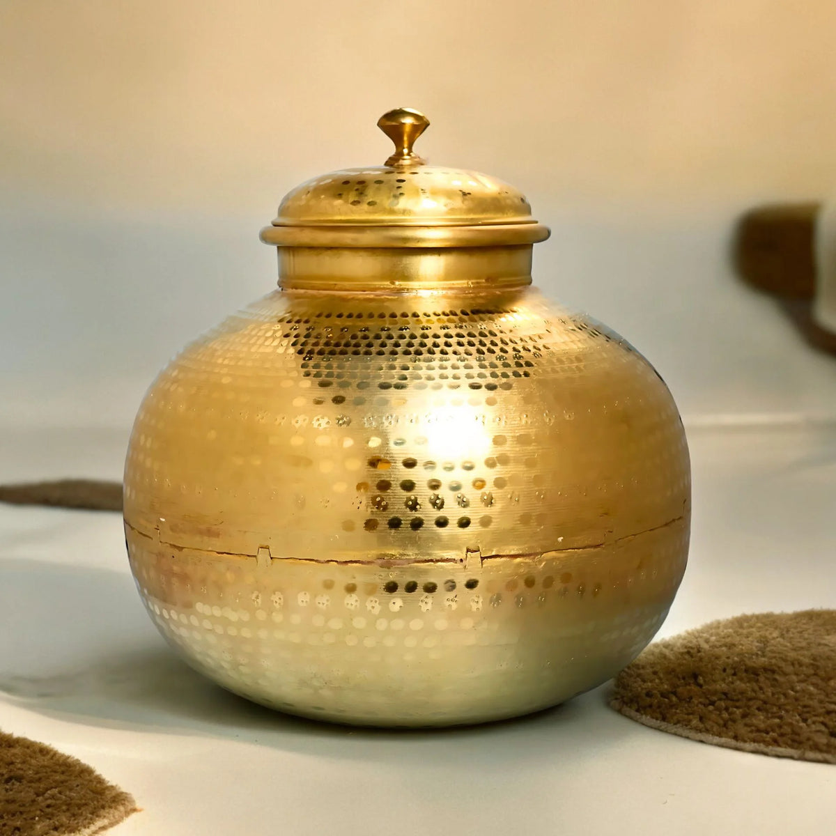 Handcrafted Brass Matka with Lid– Shri-badri